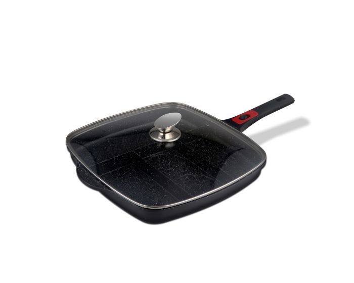 "BH Die-Cast 4 in1 Fry Pan with Detachable Handle and Glass Lid 32x32x4 ...